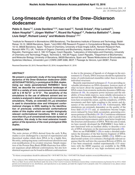 Pdf Long Timescale Dynamics Of The Drew Dickerson Dodecamer