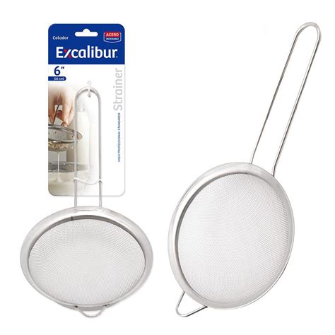 Colador 6 Pulg Acero Mango Largo Excalibur Roxvan ¡más Por Menos
