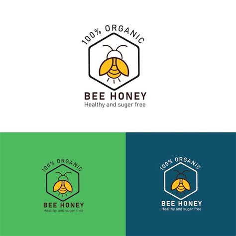 Premium Vector Organic Honey Bee Label Icon Illustration