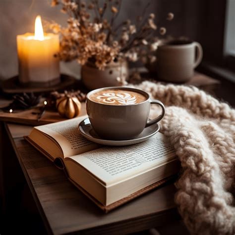 Premium Ai Image A Cup Of Coffee With A Candle In The Background