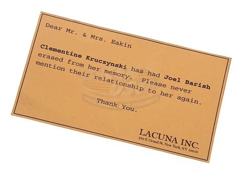 Eternal Sunshine Of The Spotless Mind Lacuna Inc Card