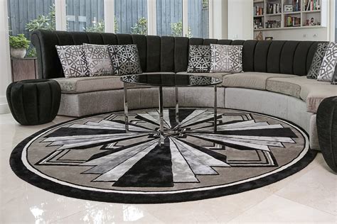 Contemporary Art Deco Round Rug Mark Alexander Design
