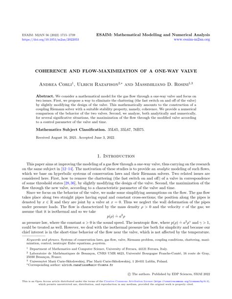 Pdf Coherence And Flow Maximization Of A One Way Valve