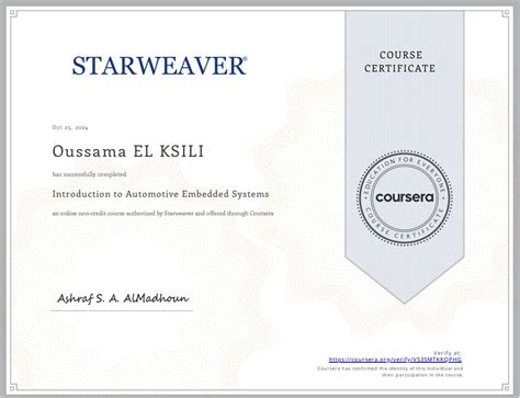 Oussama El Ksili On Linkedin Automotive Embeddedsystems Certification Coursera