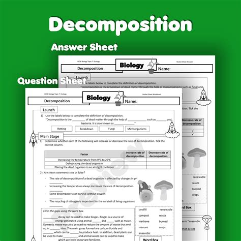 Decomposition Home Learning Worksheet Gcse Uk