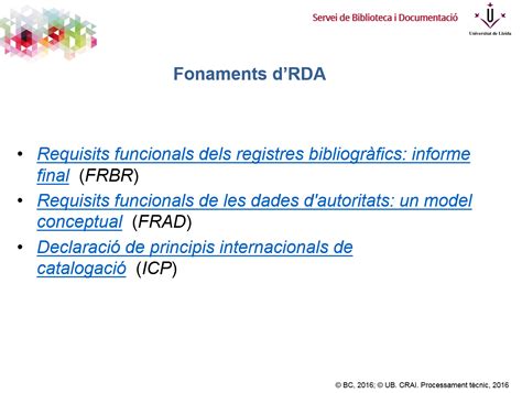 Rda Frbr Rda Recursos Descripció I Accés Teoria Biblioguies At Universitat De Lleida
