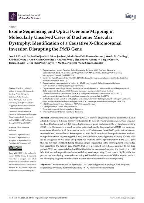 Pdf Exome Sequencing And Optical Genome Mapping In Molecularly Unsolved Cases Of Duchenne