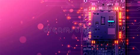 Advanced Circuit Board Technology With Glowing Led Lights In Vivid Purple Tones Futuristic