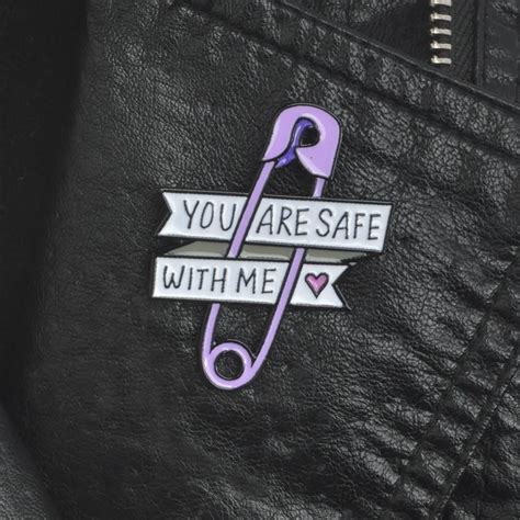 You Are Safe With Me Safety Enamel Pin Safety Pin Brooch Heart