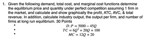Solved Given The Following Demand Total Cost And Marginal