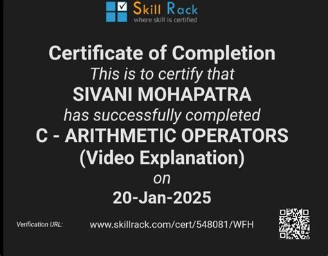 Happy To Share That Ive Completed The C Arithmetic Operators Course