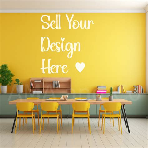 Classroom Mockup Elementary School Class Yellow Wall Frame And Poster