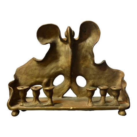Early 20th Century Mosheh Oved Judaica Menorah Bronze Sculpture Chairish