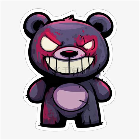 邪恶的泰迪熊扁平贴纸设计素材图片免费下载 千库网