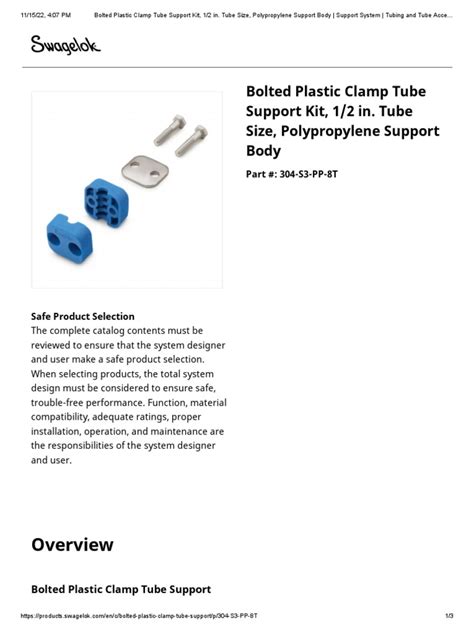 Bolted Plastic Clamp Tube Support Kit 1 2 In Tube Size Polypropylene