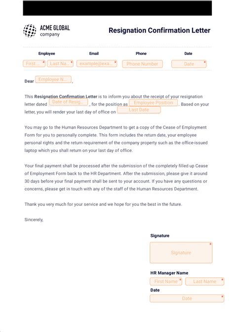 Letter Of Resignation Template Letter Of Resignation