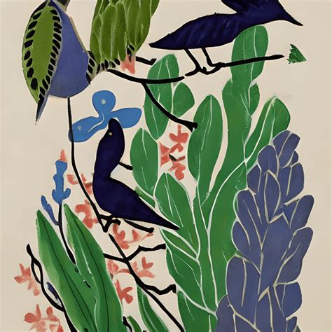 Uccelli Piante E Collage Un Omaggio A Henri Matisse · Creative Fabrica