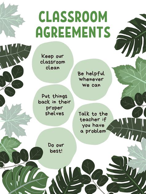 Classroom Agreements Poster 18 In X 24 In Etsy Poster Erste Klasse Vereinbarung
