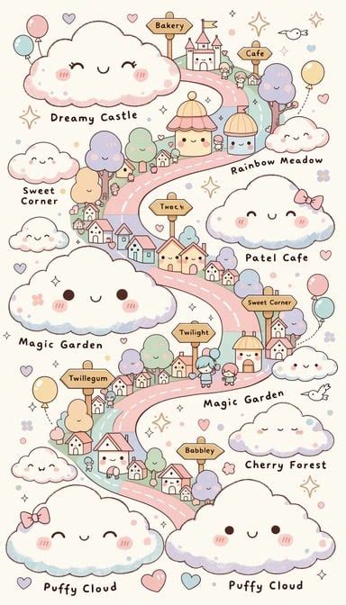 Free Kawaii Adventure Map Image Kawaii Illustration Map Download