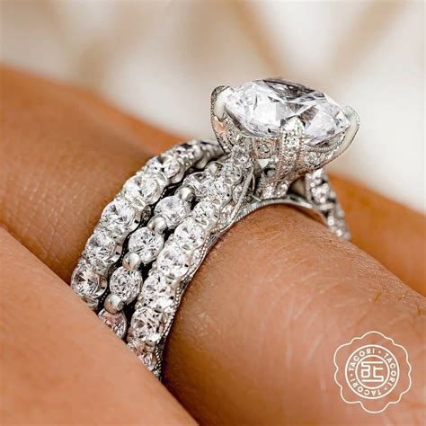 Tacori Platinum Engagement Ring Set With Petite Crescent Wedding Band