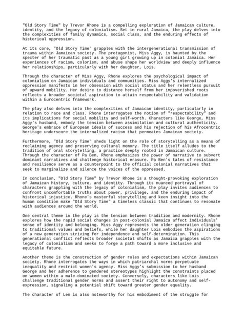 Old Story Time Analysation Pdf Identity Social Science Gender