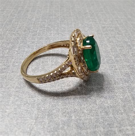 Effy Emerald And Diamond Halo Statement Ring In 14k Yel… Gem
