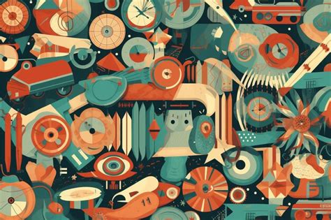 Premium Ai Image Abstract Retro Cinema Elements Pattern
