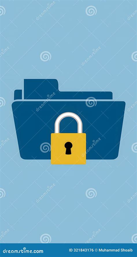 blue folder with yellow padlock icon on light blue background