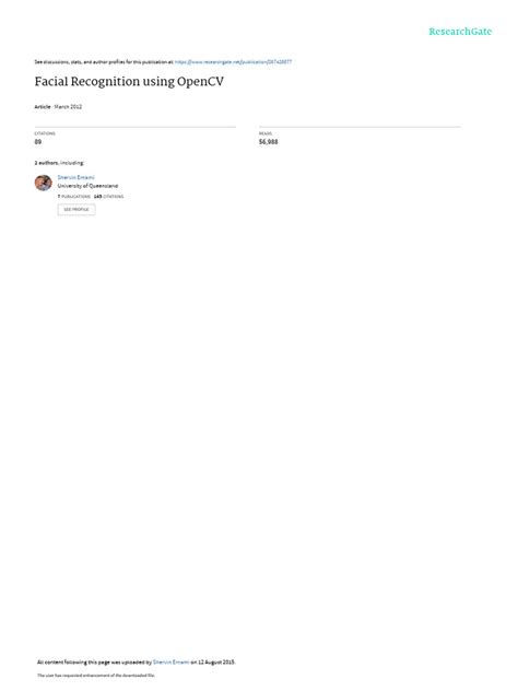 facial recognition using opencv pdf computer vision computing