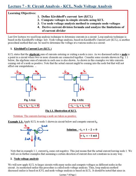 Lecture 7 8 Circuit Analysis Lecture Notes Law Docsity