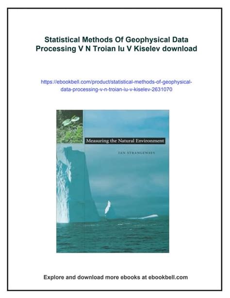 Statistical Methods Of Geophysical Data Processing V N Troian Iu V