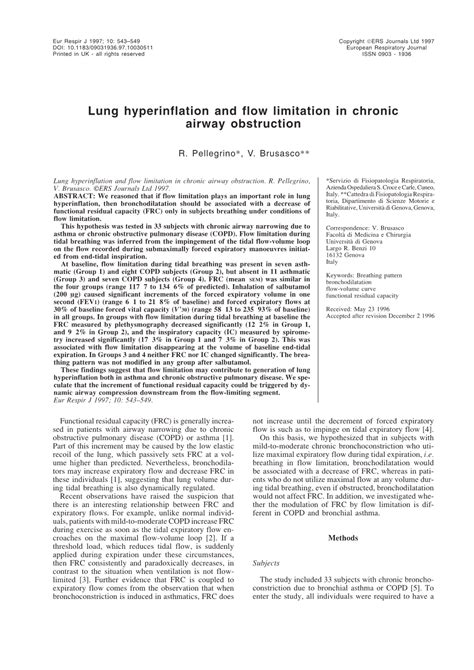 Lung Hyperinflation And Flow Limitation In Chronic Airway Obstruction