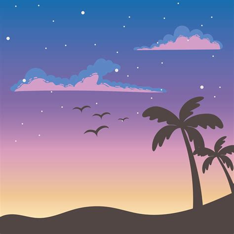 Palm Tree Sunset Cartoon