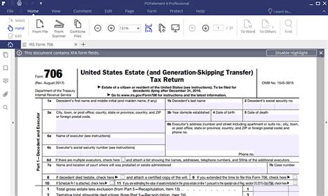 Instructions For How To Fill In Irs Form 706 Wondershare Pdfelement
