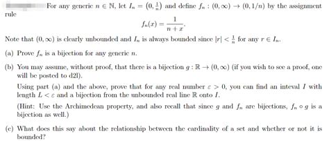 solved for any generic n e n let in 0 5 and define fn