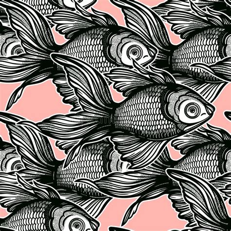 Seamless Pattern With Goldfish Stock Vector Illustration Of Swim