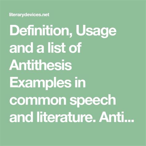 Definition Usage And A List Of Antithesis Examples In Common Speech