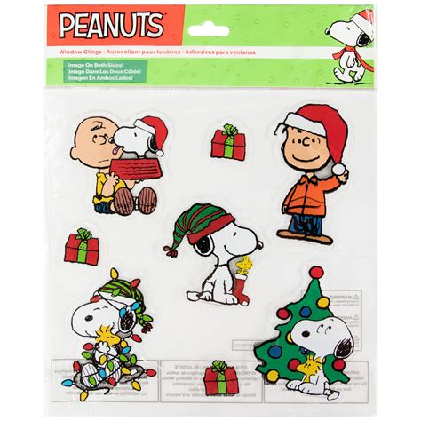 8 Piece Peanuts Snoopy And Charlie Brown Christmas Window Clings