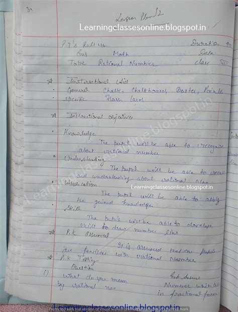 Mathematics Lesson Plan On Rational Number