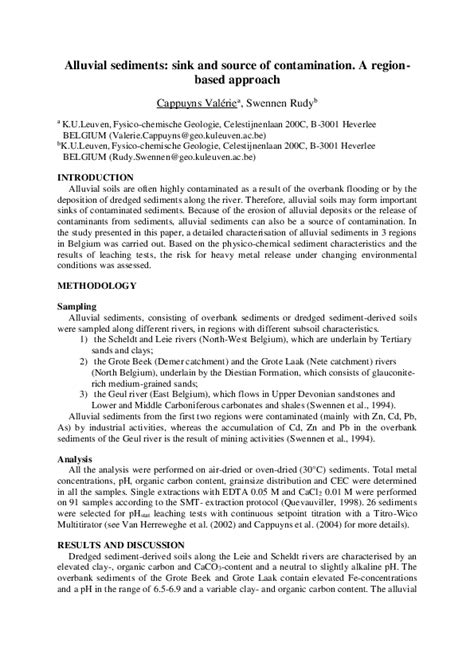 Pdf Alluvial Sediments Sink And Source Of Contamination A Region
