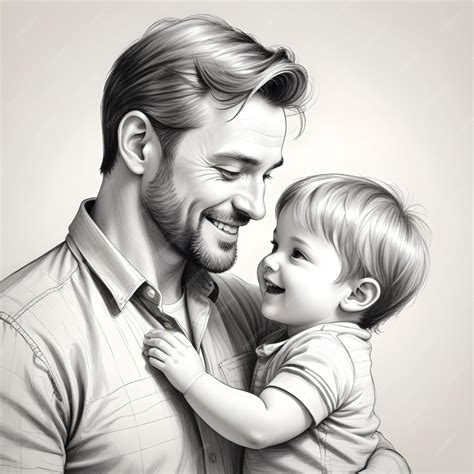 Premium Photo A Drawing Of A Father And His Son With A Tie
