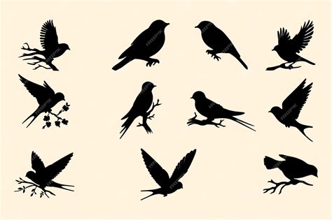 Premium Vector Set Of Birds Silhoutee Vector Art Illustration