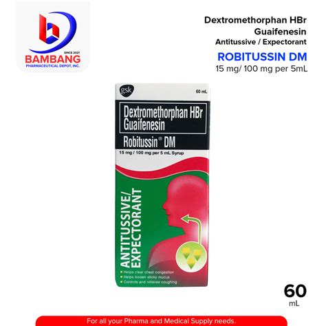 Robitussin Dm Dextromethorphan Hydrobromide Guaifenesin 15mg 100mg Per