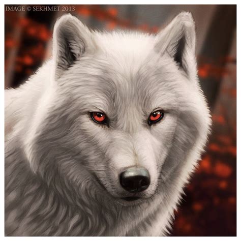 White Wolf With Red Eyes And Wings