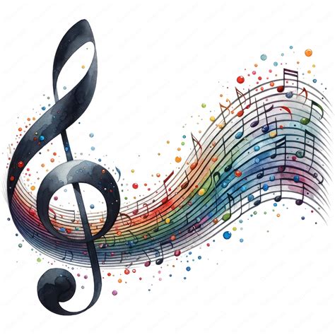 Watercolor Music Note Clipart Rainbow Musical Art Commercial Use