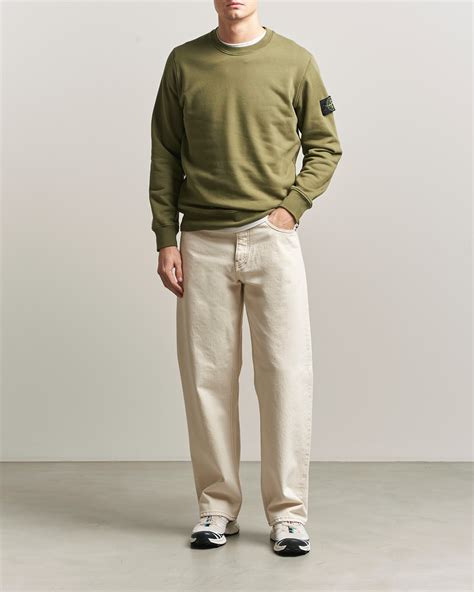 Stone Island Garment Dyed Fleece Sweatshirt Military Green Herr Care Of