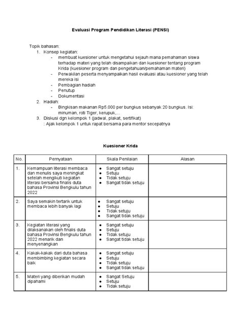 Kuesioner Krida Lapas Pdf