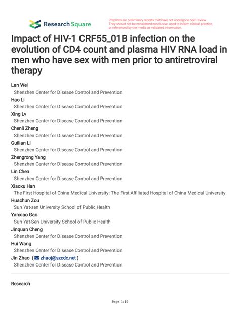 Pdf Impact Of Hiv 1 Crf5501b Infection On The Evolution Of Cd4 Count