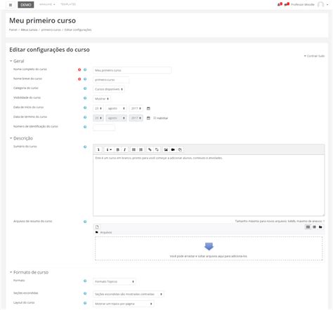Manual do Professor - Moodle: Configurando o curso