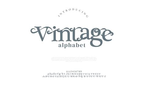 Vintage Premium Luxo Elegante Letras E Números Do Alfabeto Elegante